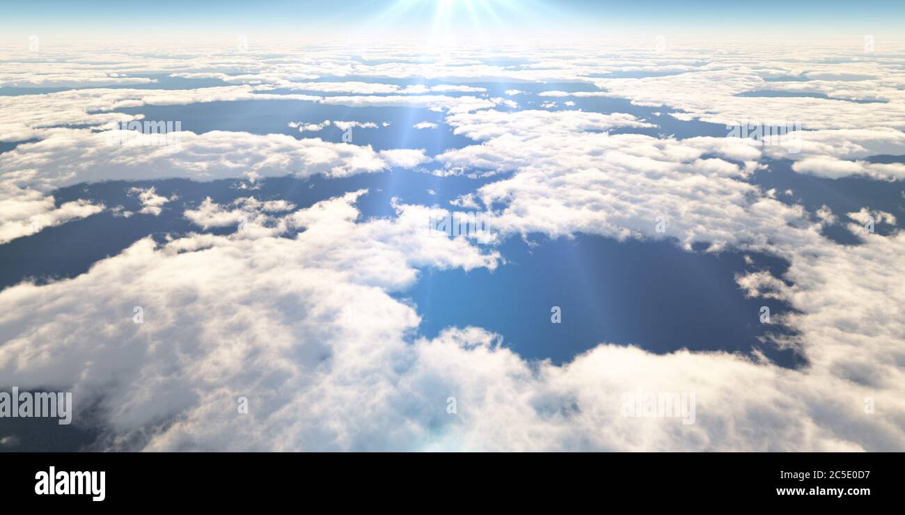 above clouds sun ray light, 3d rendering Stock Photo - Alamy