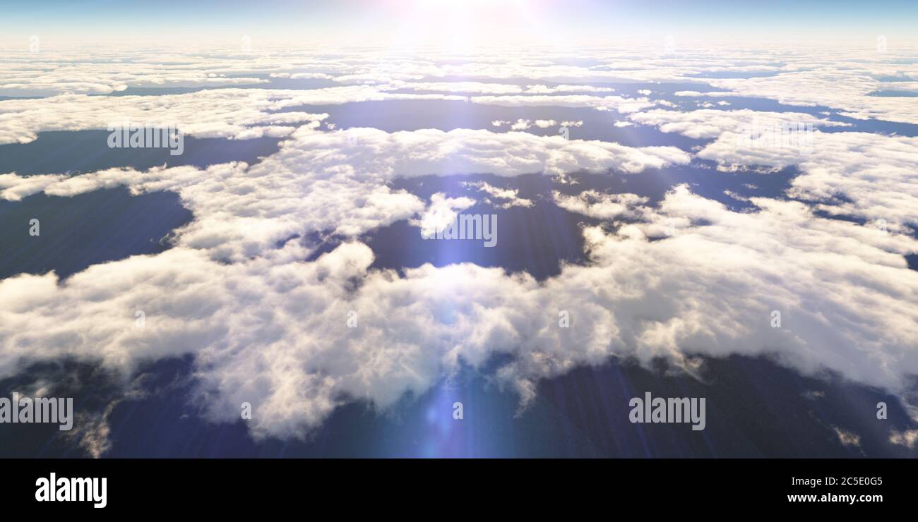 above clouds sun ray light, 3d rendering Stock Photo - Alamy
