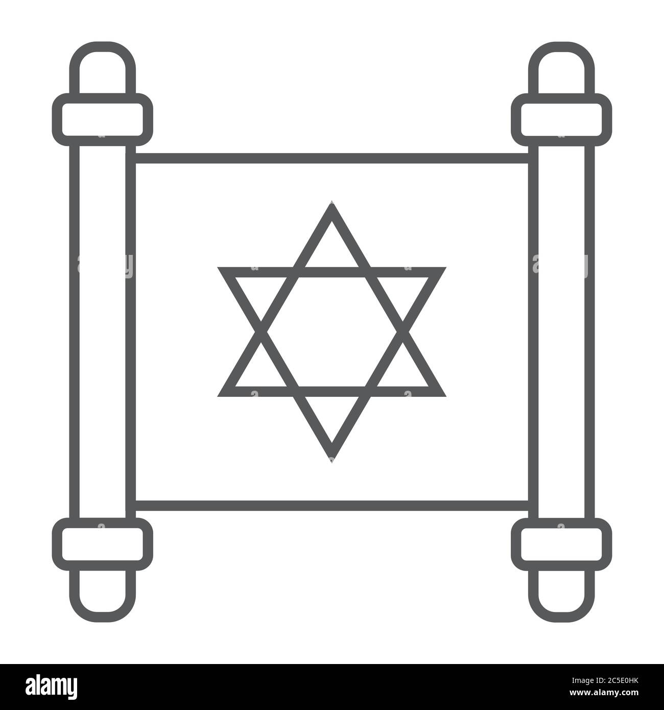 Jewish torah thin line icon, israel and paper, scroll sign, vector ...