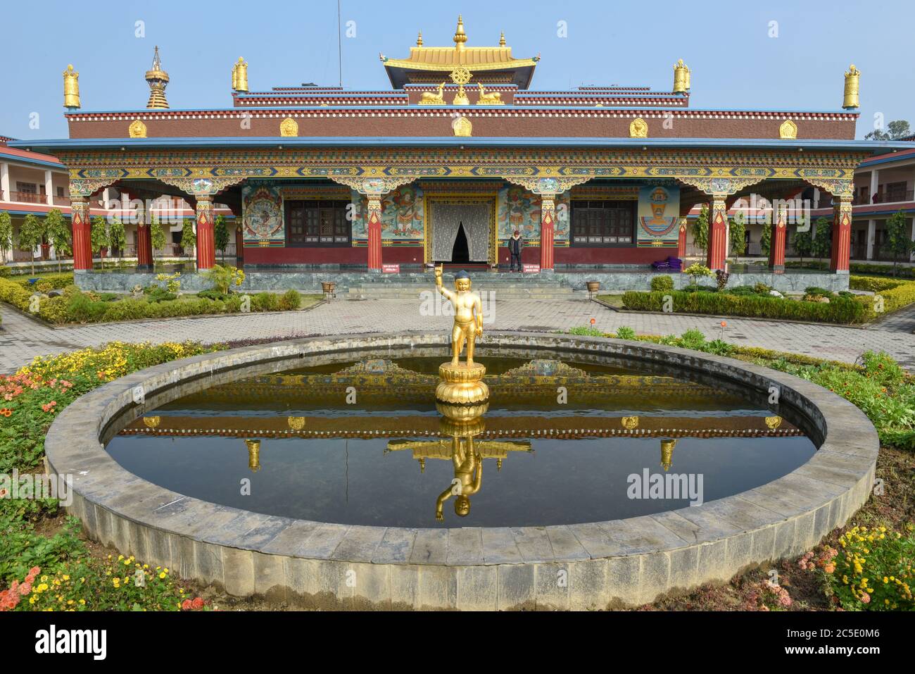 Buddhist monastery at the monastic zone of Lumbini in Nepal Stock Photo ...