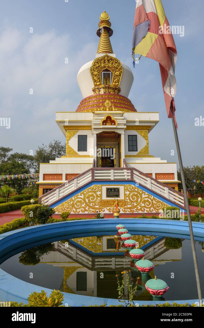 Buddhist monastery at the monastic zone of Lumbini in Nepal Stock Photo ...