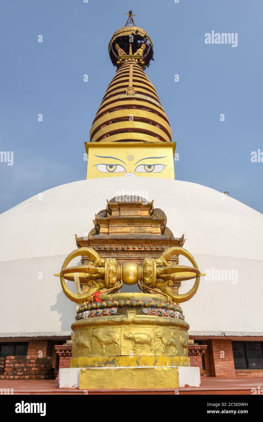 Buddhist monastery at the monastic zone of Lumbini in Nepal Stock Photo ...