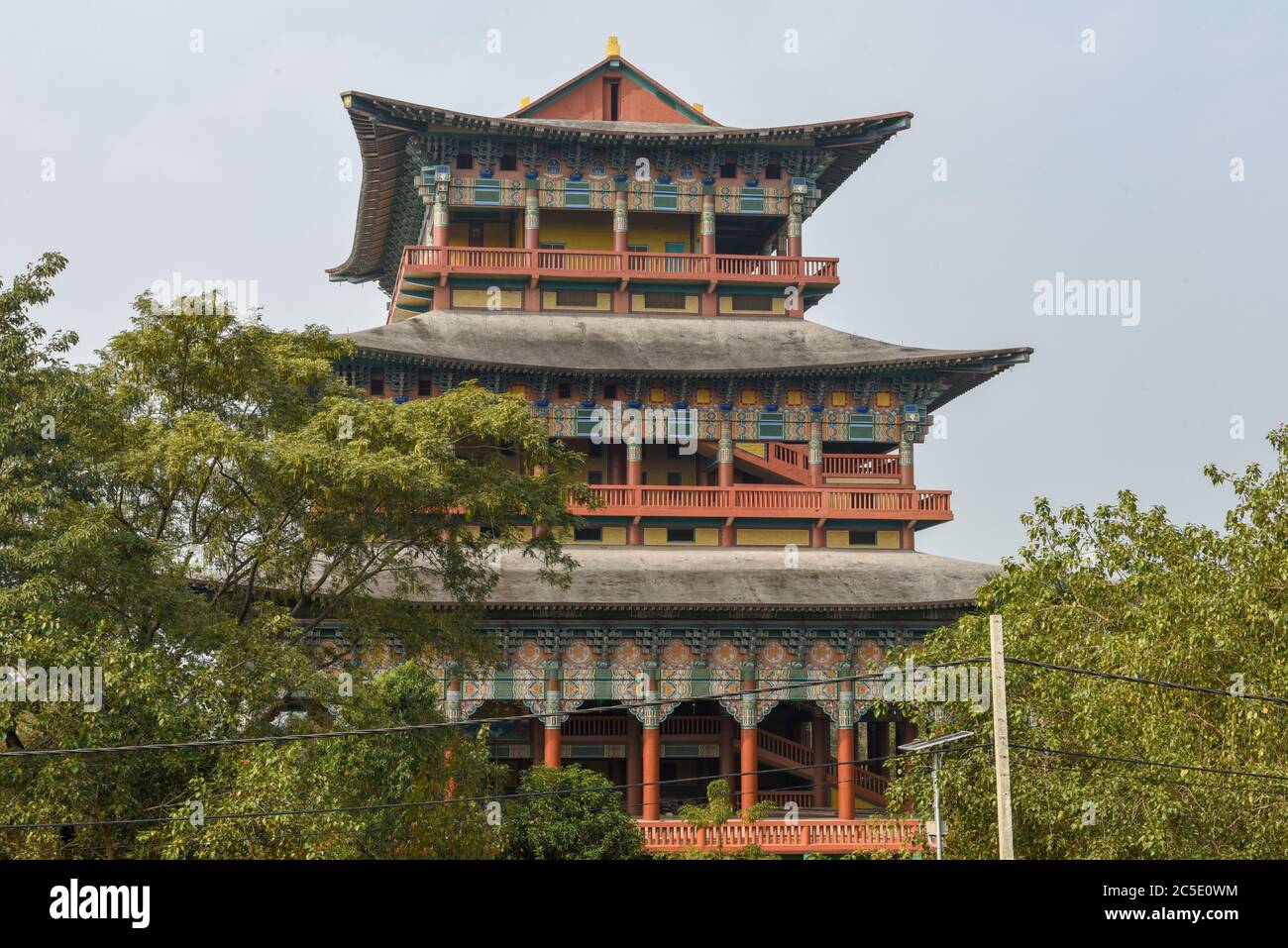Buddhist monastery at the monastic zone of Lumbini in Nepal Stock Photo ...