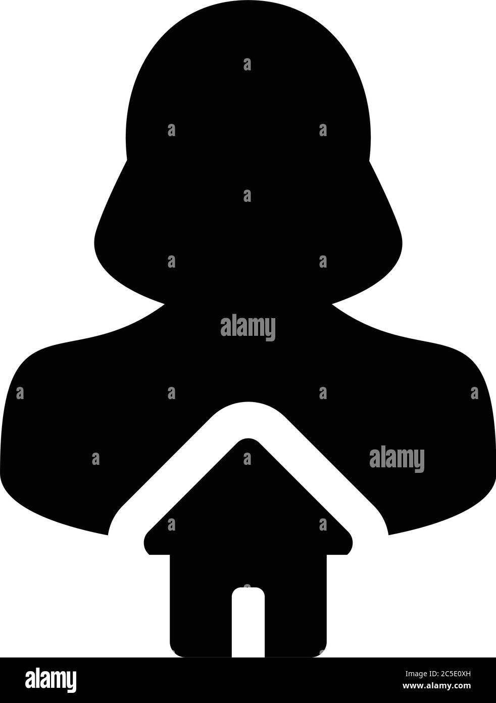 Residence icon vector with person profile avatar female user symbol in ...