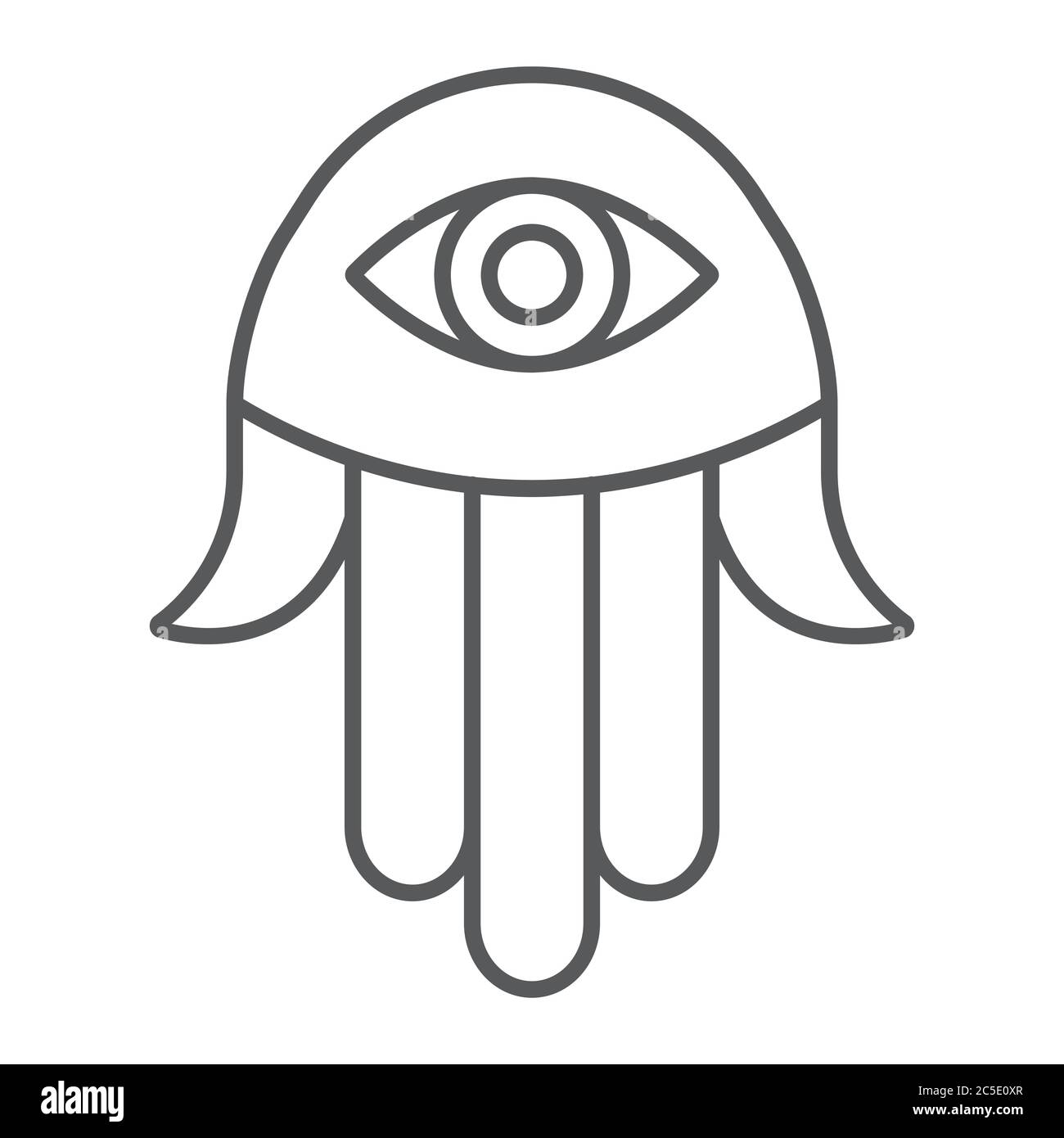 Hamsa hand thin line icon, religion and arabic, fatima sign, vector ...