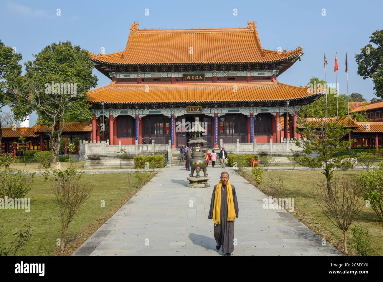 Lumbini, Nepal - 18 January 2020: Chinese Buddhist monastery at the ...