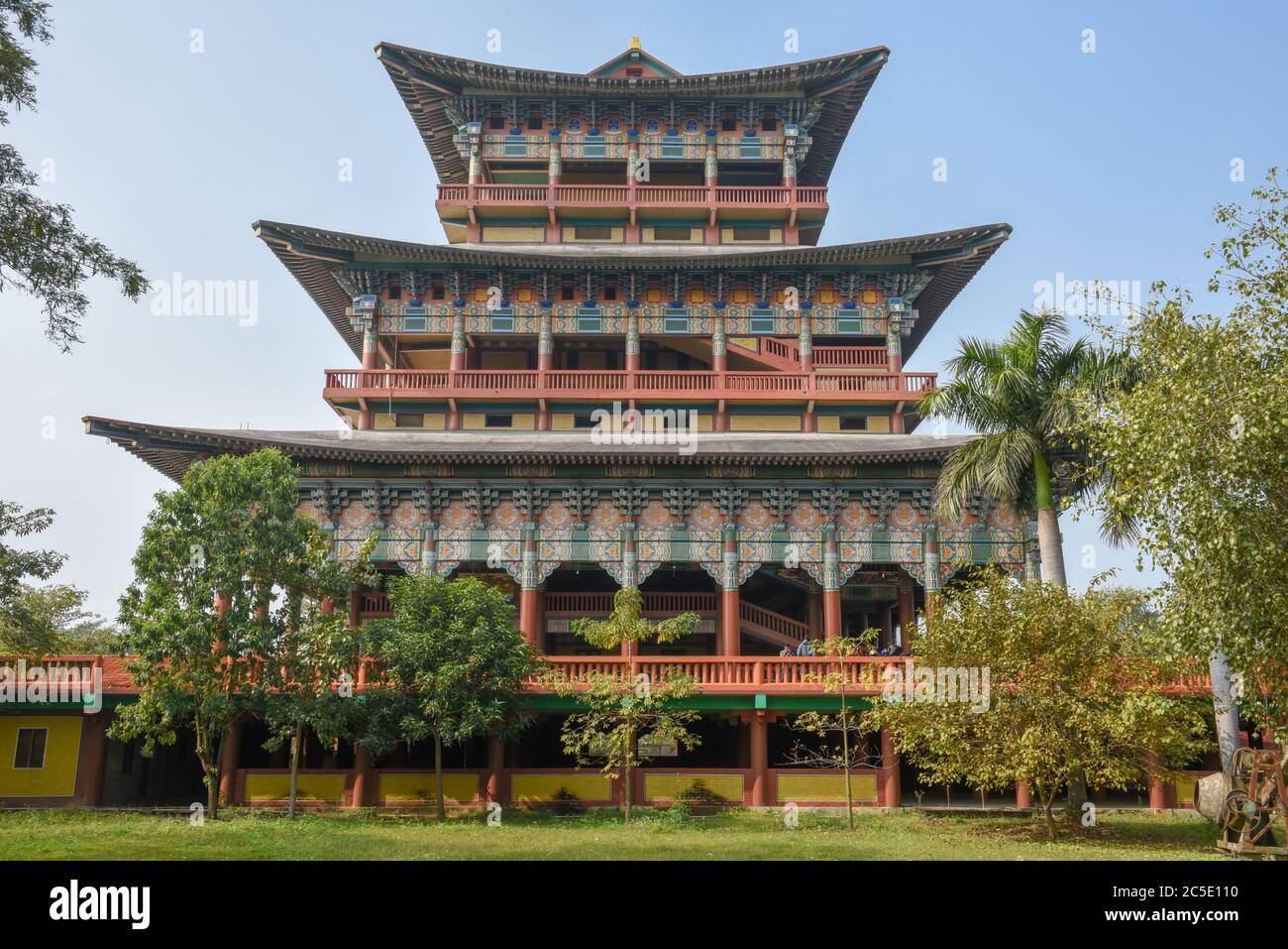 Buddhist monastery at the monastic zone of Lumbini in Nepal Stock Photo ...