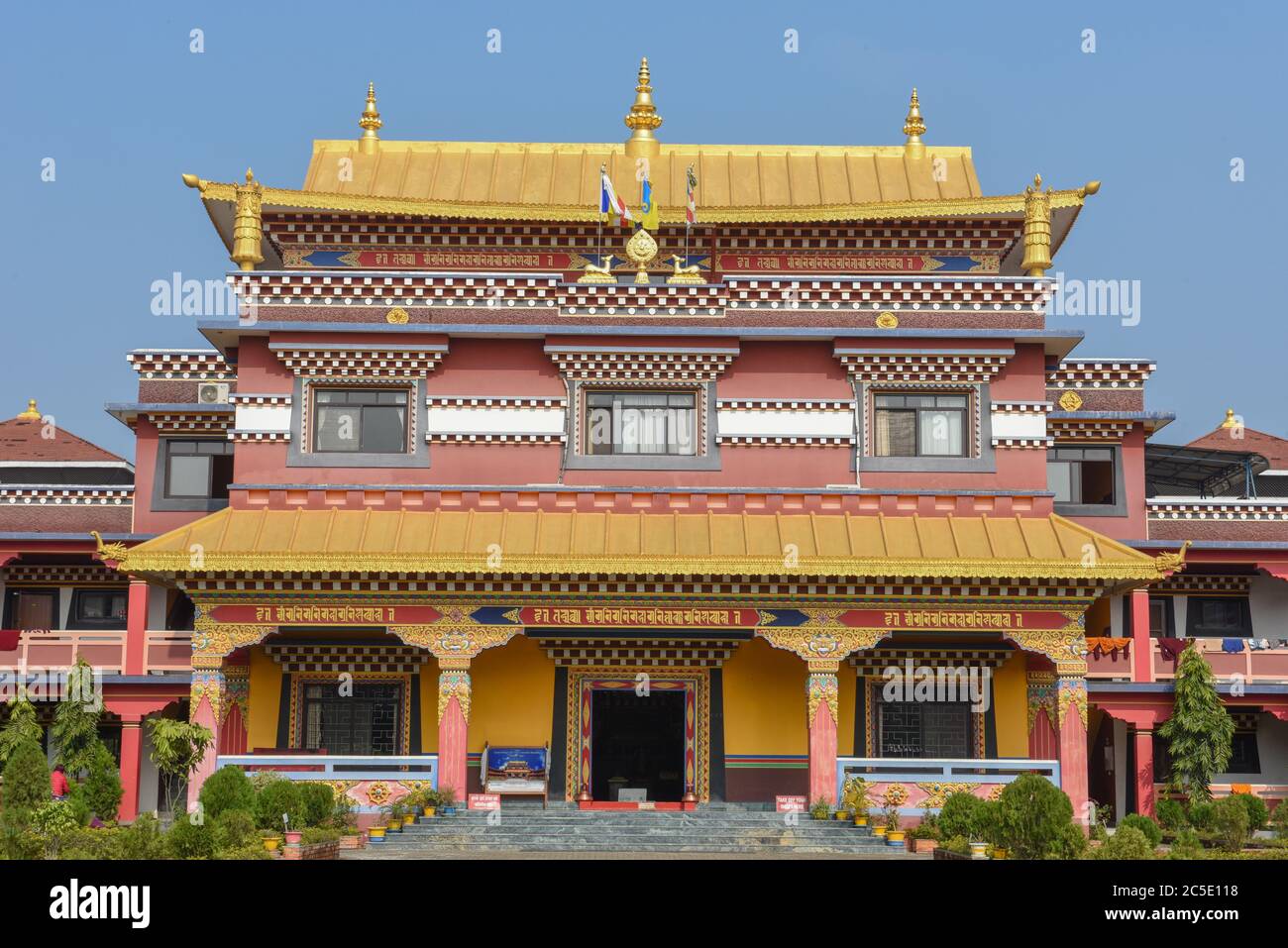 Buddhist monastery at the monastic zone of Lumbini in Nepal Stock Photo ...