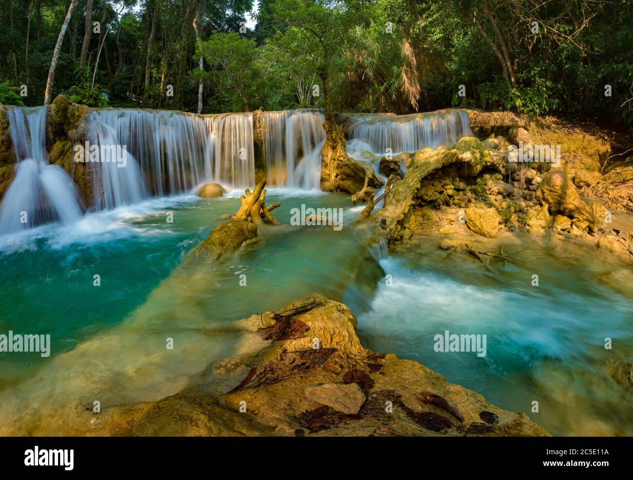Kuang Xi or Tat Kuang Si Gorgeous three-tiered waterfall located south ...