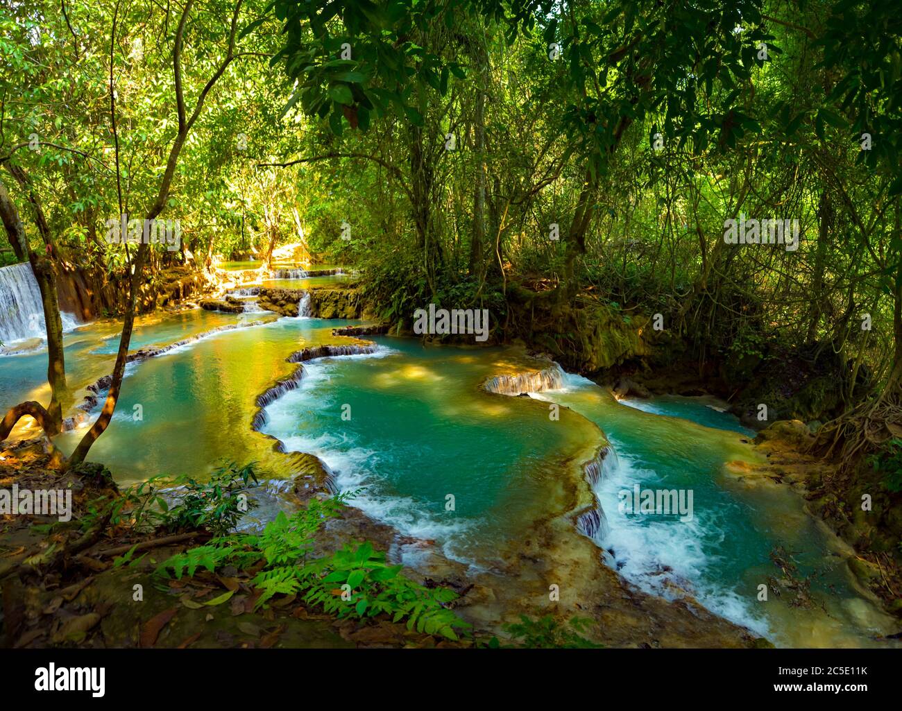 Kuang Xi or Tat Kuang Si Gorgeous three-tiered waterfall located south ...