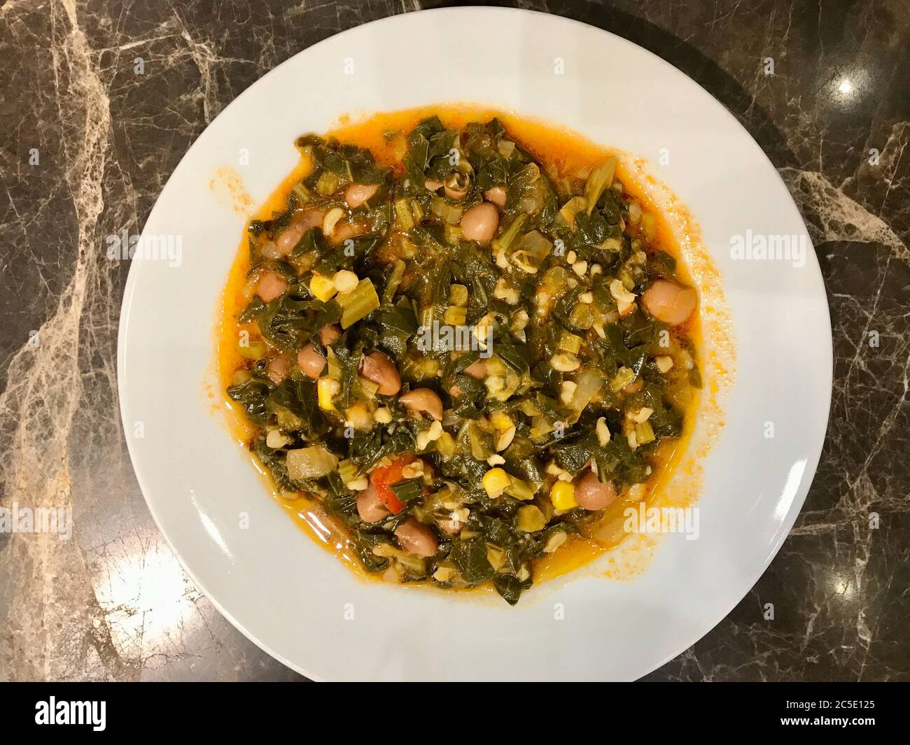 Turkish Style Black Cabbage Food with Kidney Beans in Local Restaurant ...