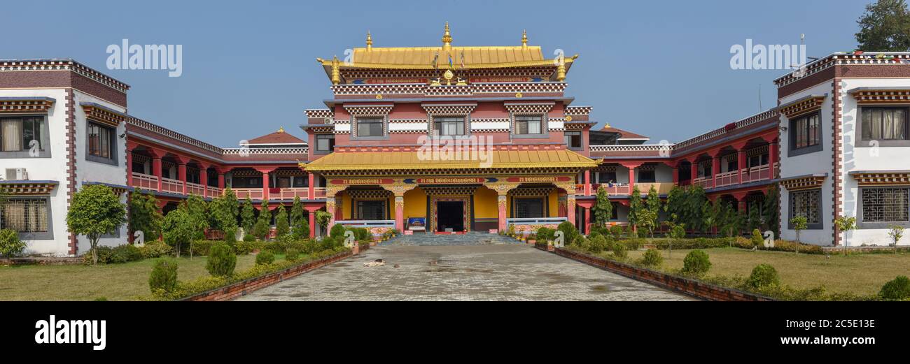 Buddhist monastery at the monastic zone of Lumbini in Nepal Stock Photo ...