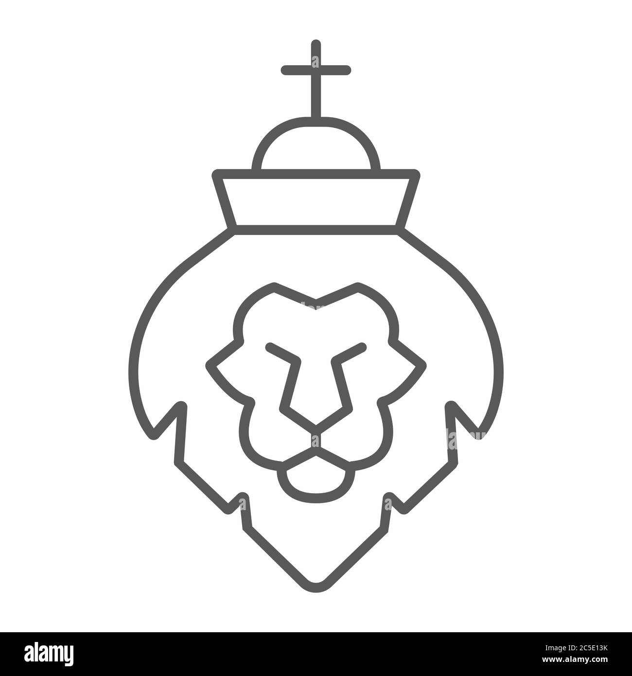 Lion of judah thin line icon, religion and animal, lion head sign ...