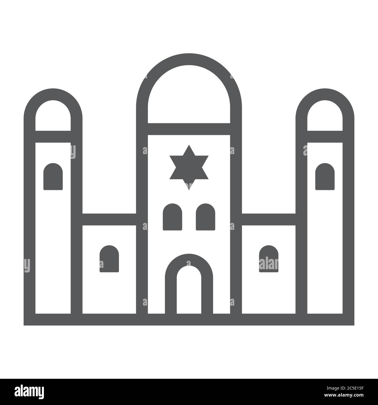 Synagogue line icon, religion and architecture, jewish church sign ...