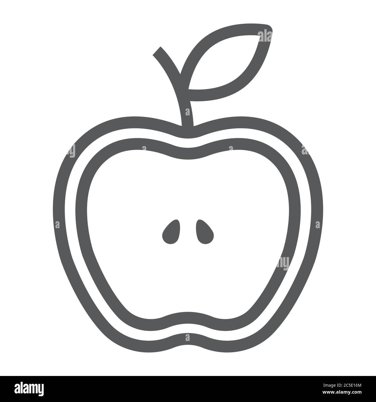 Vector Apple Outline Half
