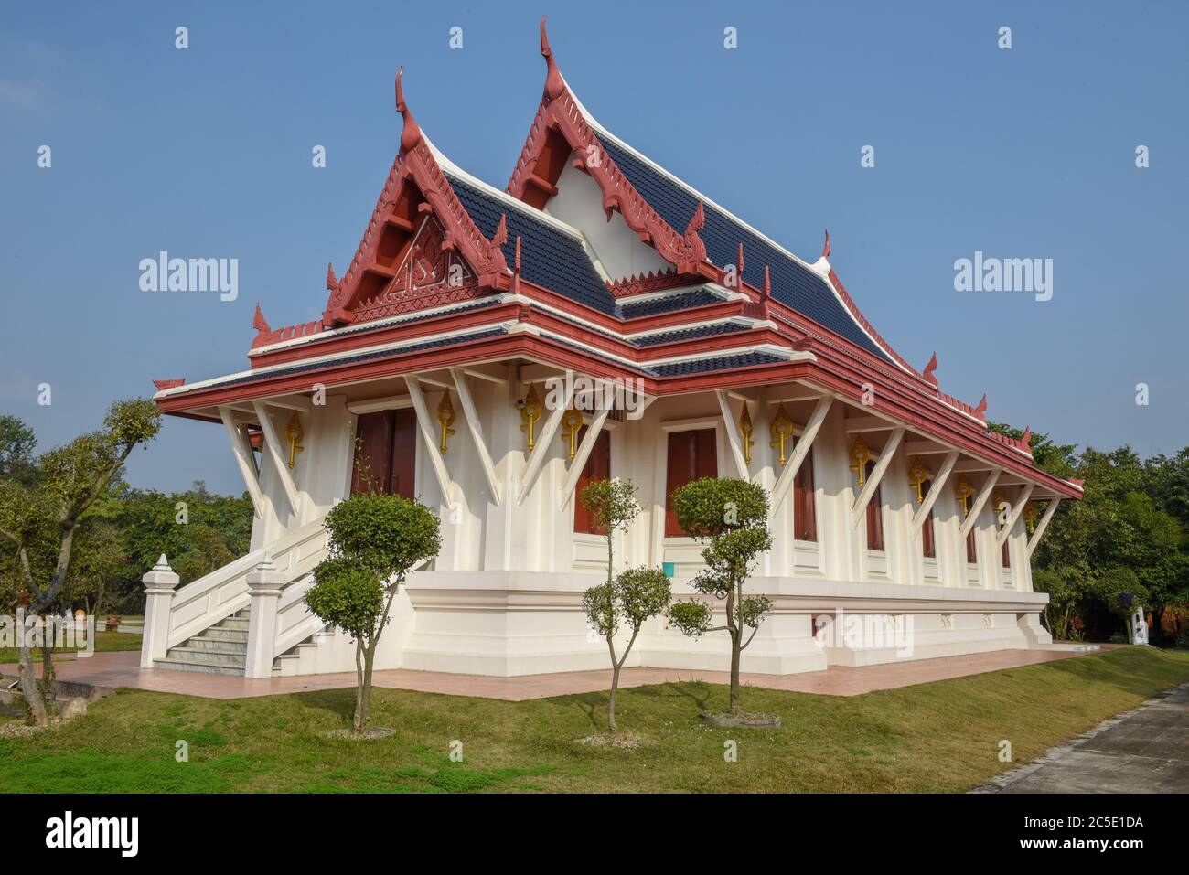 Thai Buddhist monastery at the monastic zone of Lumbini in Nepal Stock ...
