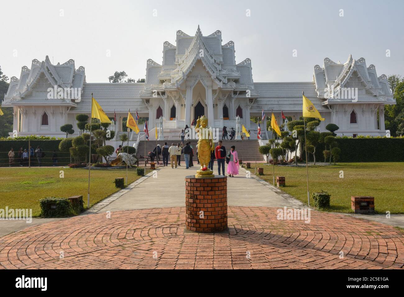Lumbini, Nepal - 18 January 2020: Thai Buddhist monastery at the ...
