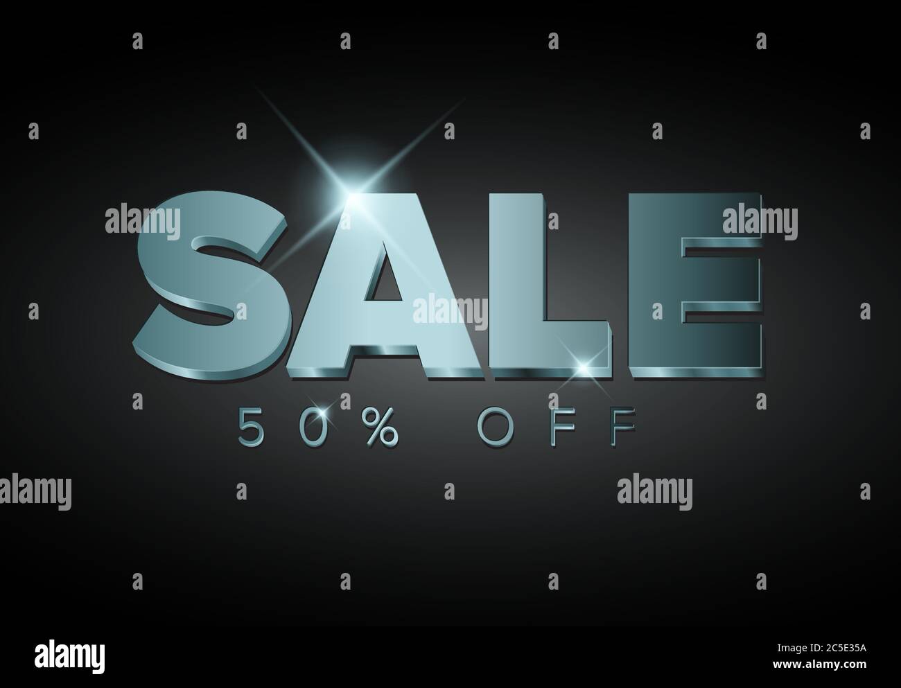 Big silver sale lettering with glitter on dark background Stock Vector ...