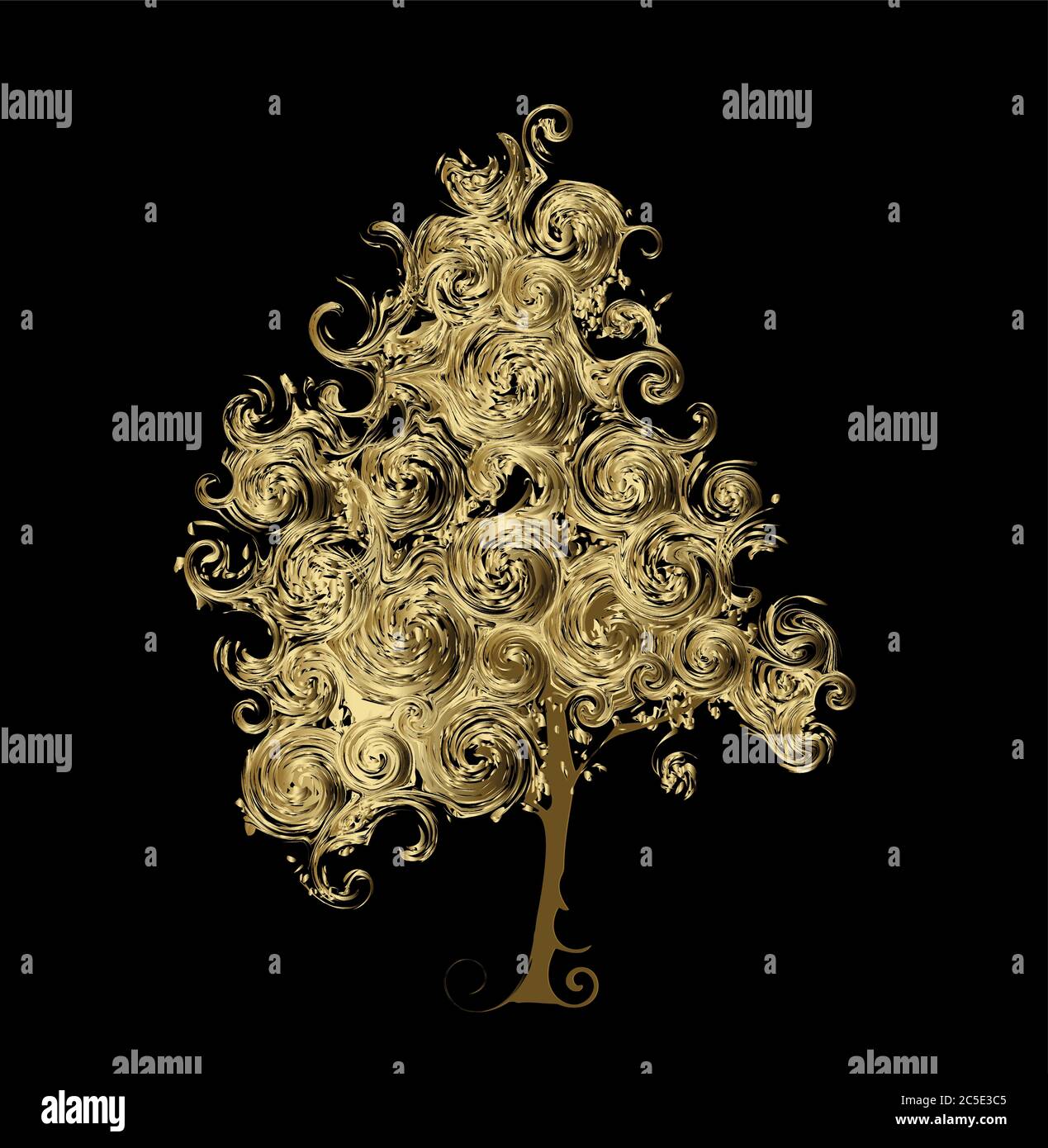 Abstract art tree drawing made from golden curls Stock Vector Image ...