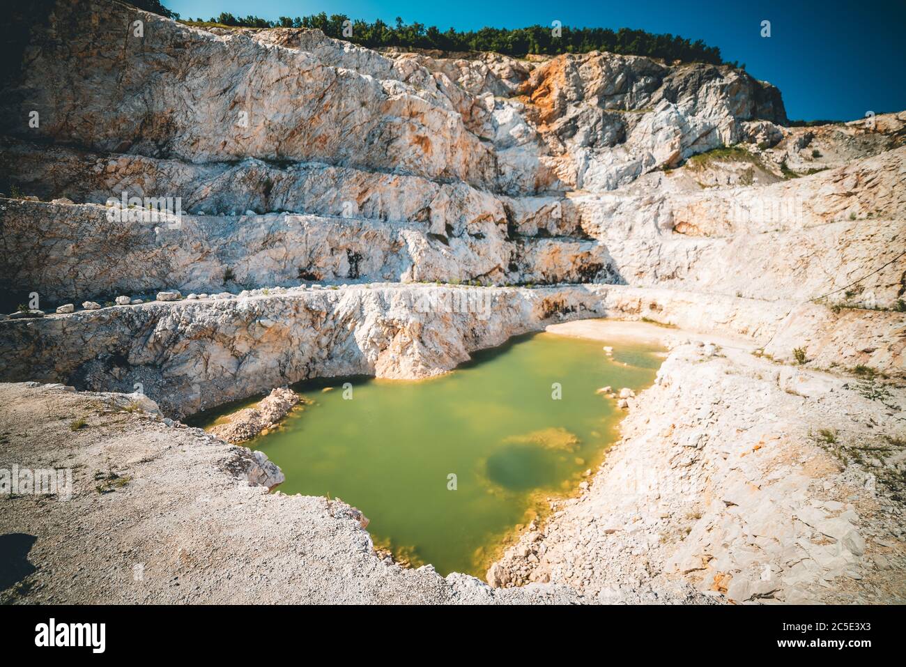 beautiful view of the quarry with a small lake in the middle Stock ...