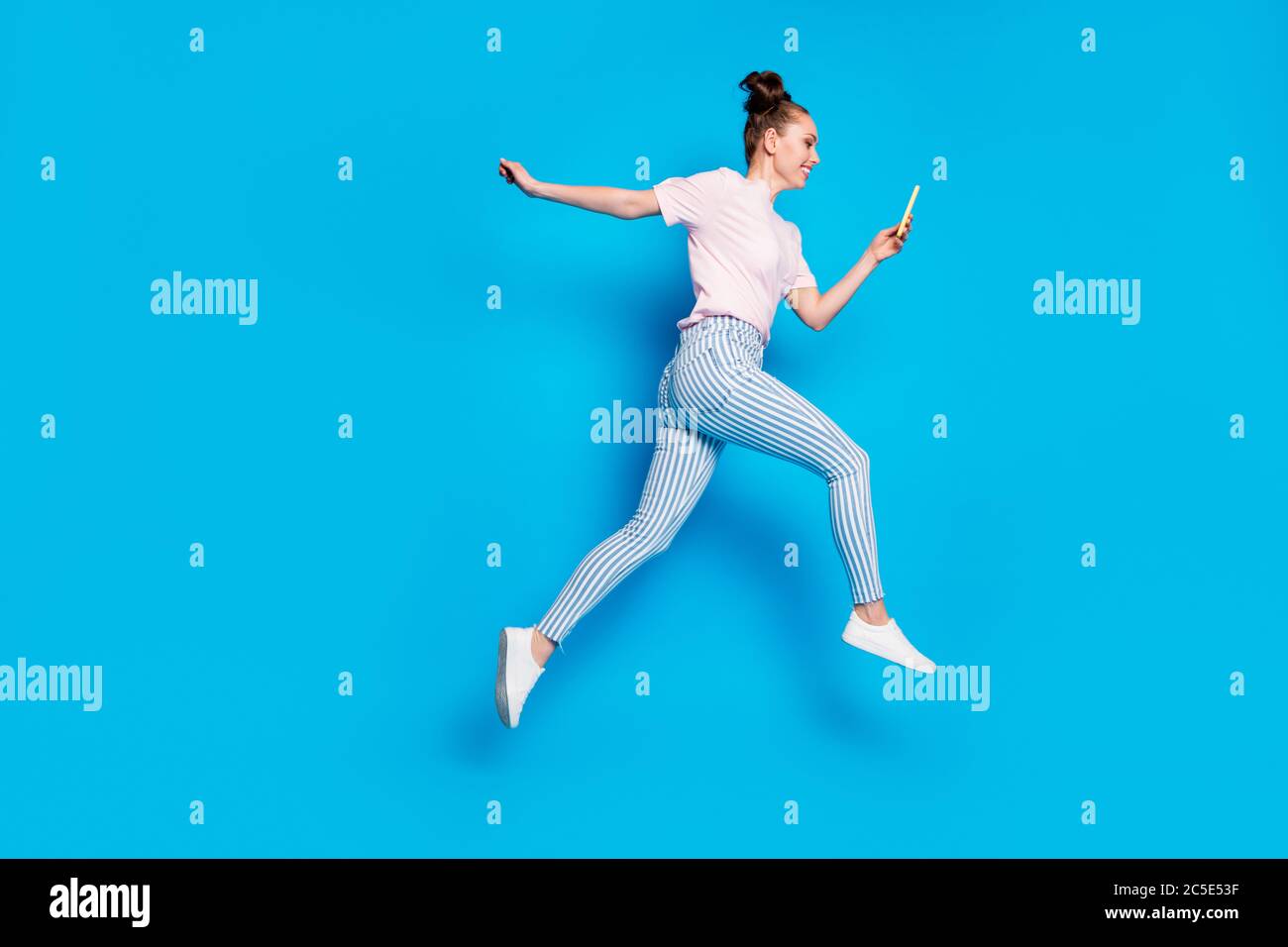 Full length body size view of her she nice attractive cheerful cheery ...