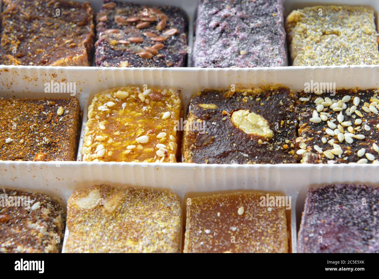 Set of oriental eco sweets. Assorted turkish delight candies. Arab ...