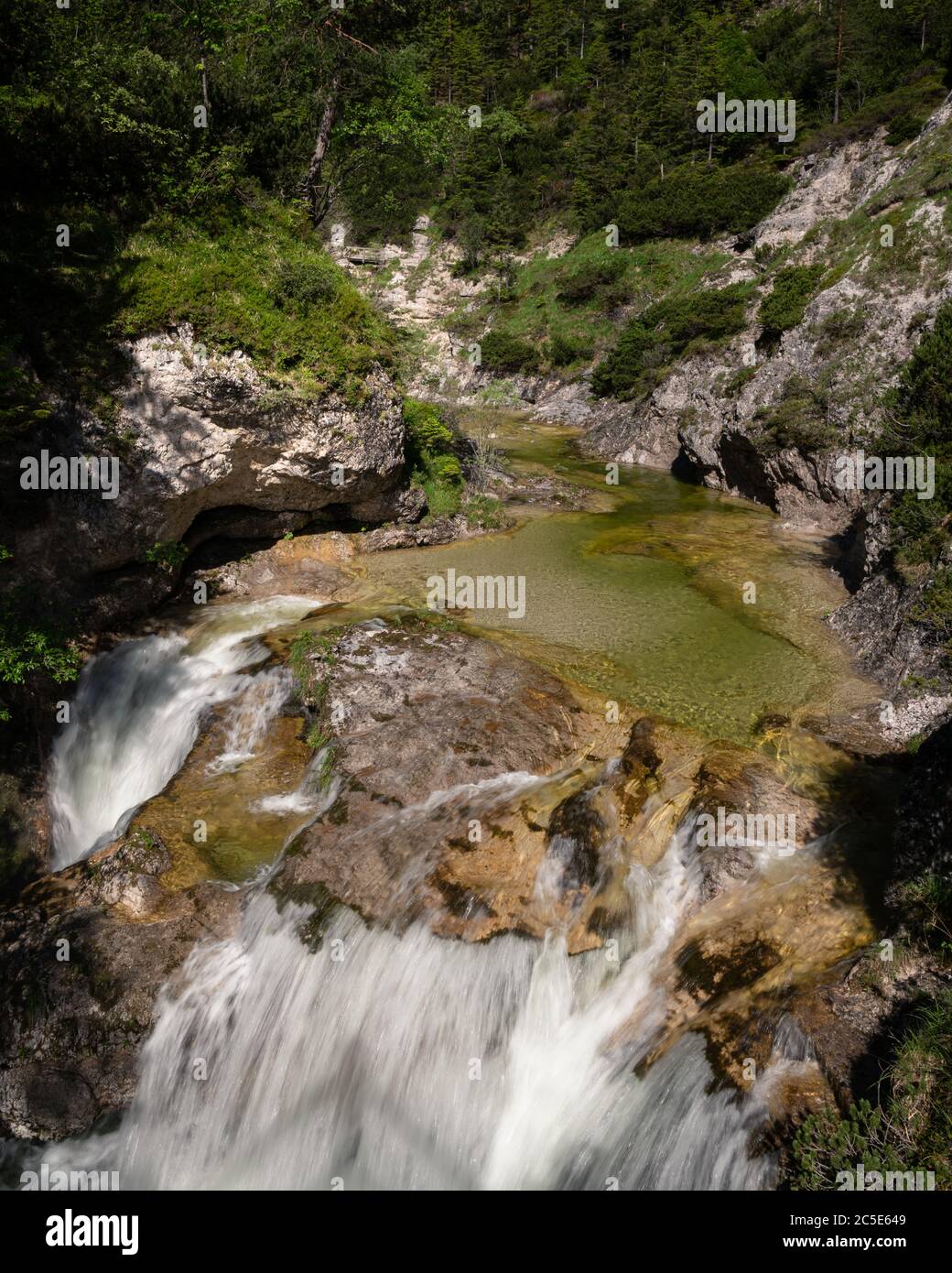 River in the Oetschergraeben Gorge in Austria on a sunny day in ...