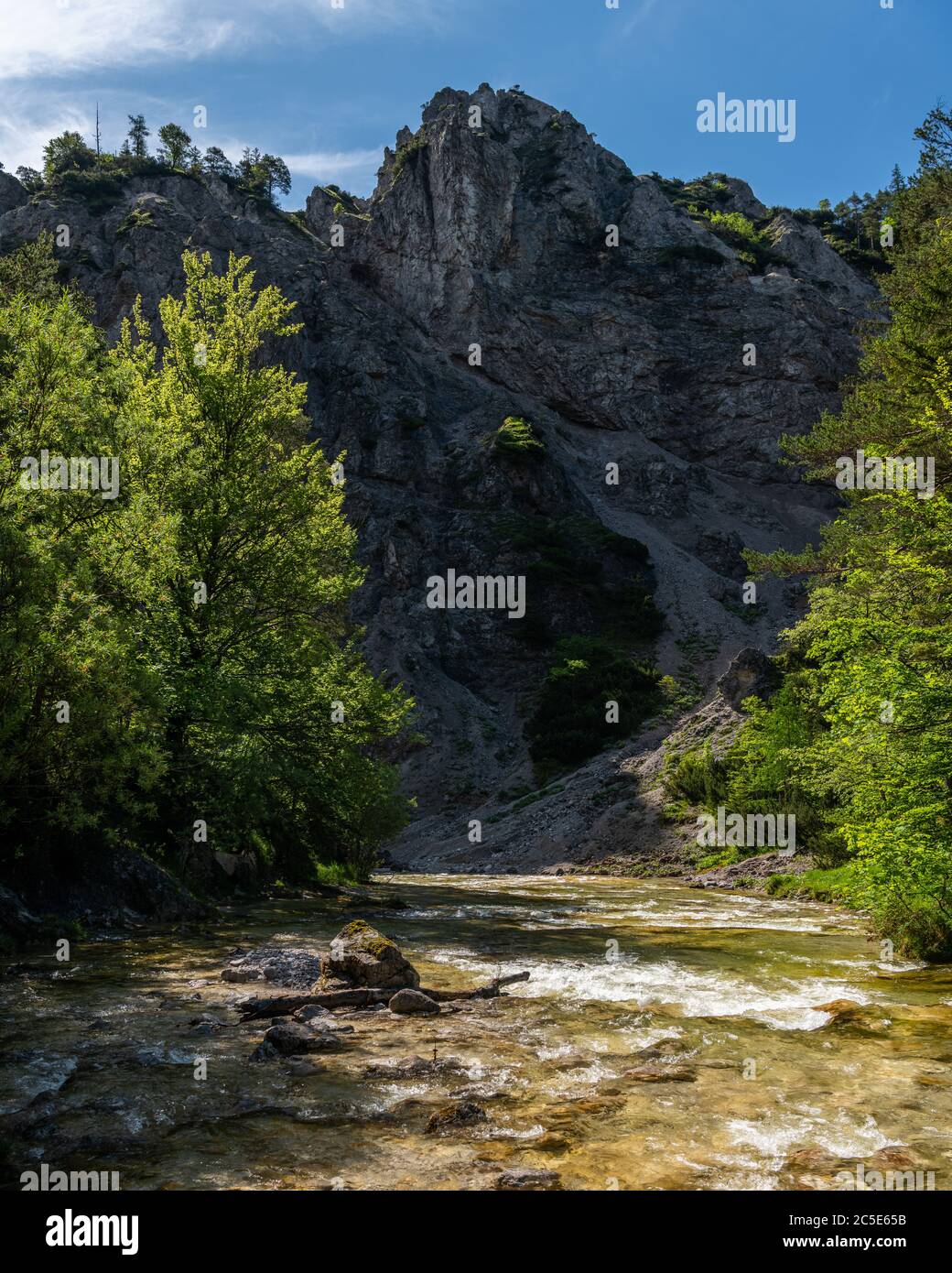 River in the Oetschergraeben Gorge in Austria on a sunny day in ...