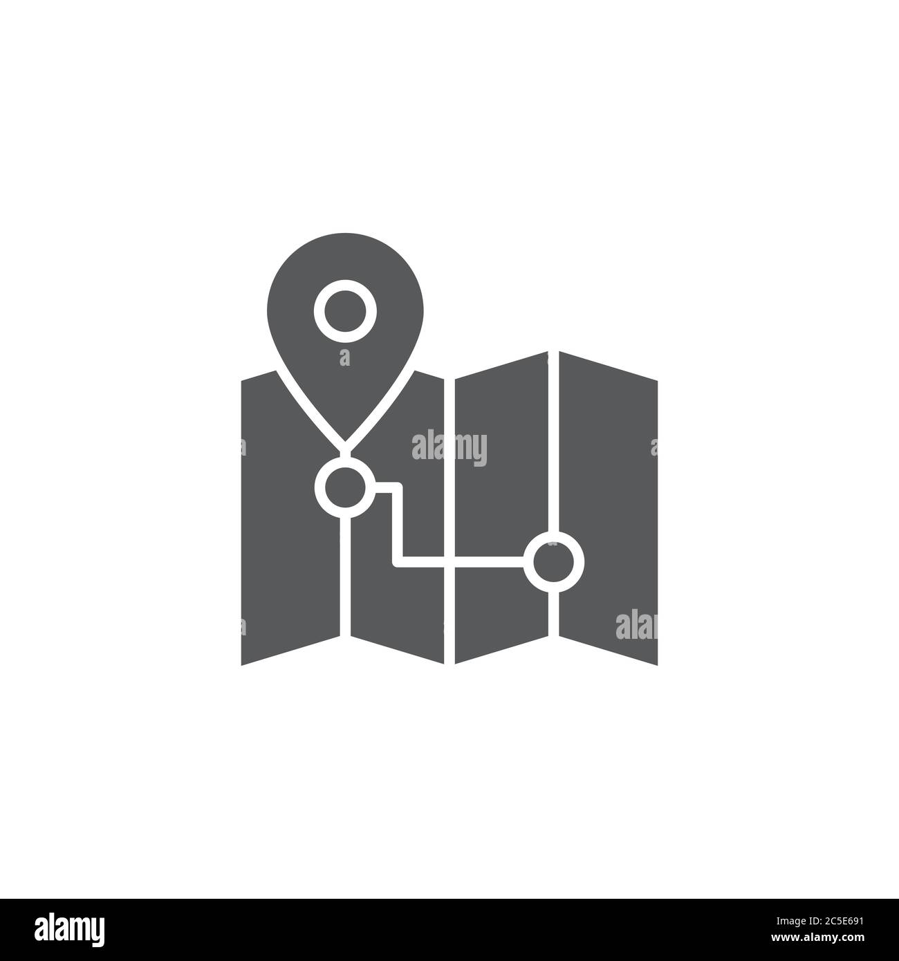 Route on map vector icon symbol isolated on white background Stock ...