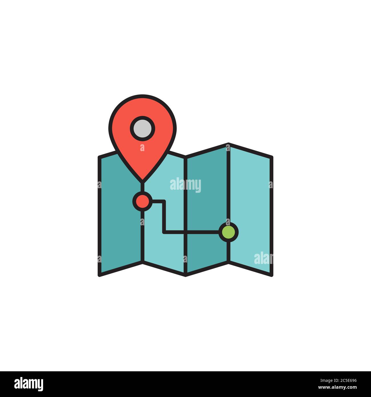 Route on map vector icon symbol isolated on white background Stock ...