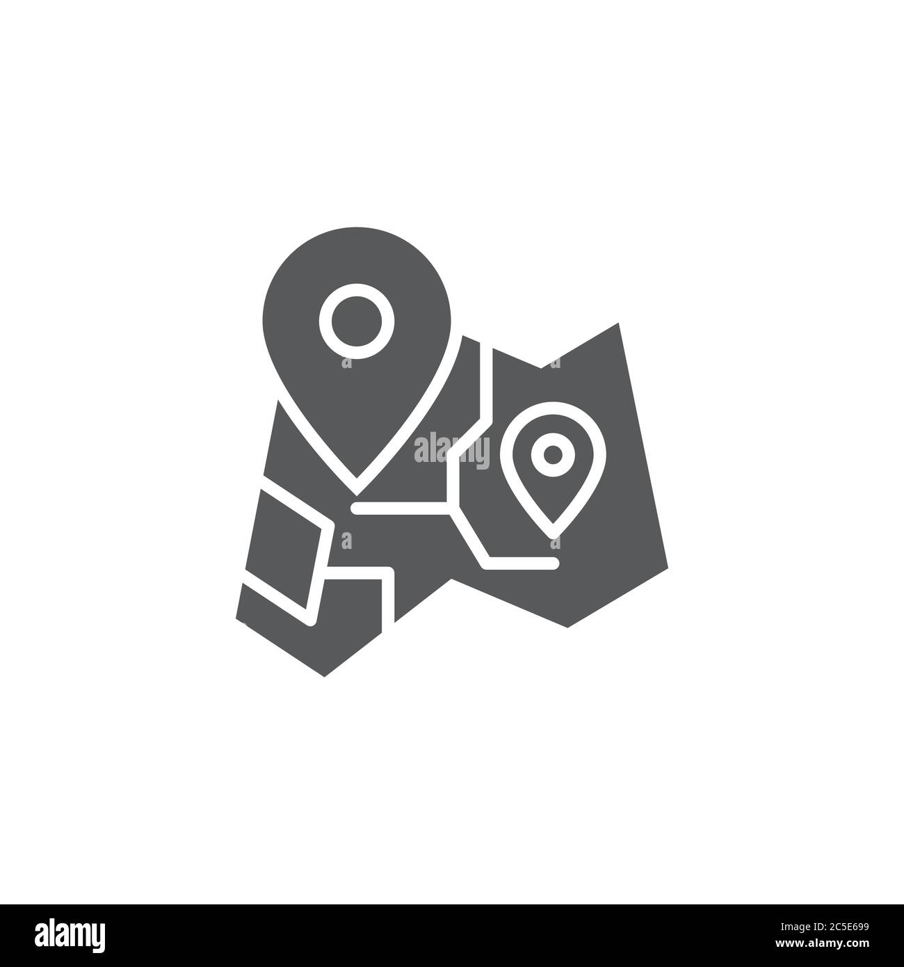 Route on map vector icon symbol isolated on white background Stock ...