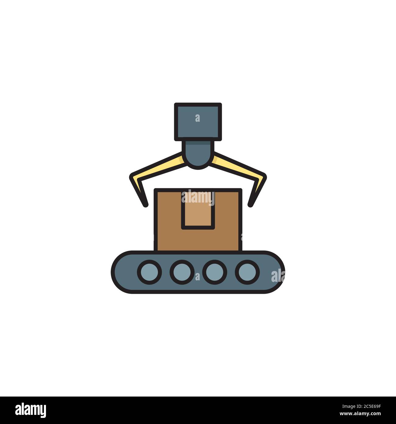 Robotic assembly vector icon symbol isolated on white background Stock ...