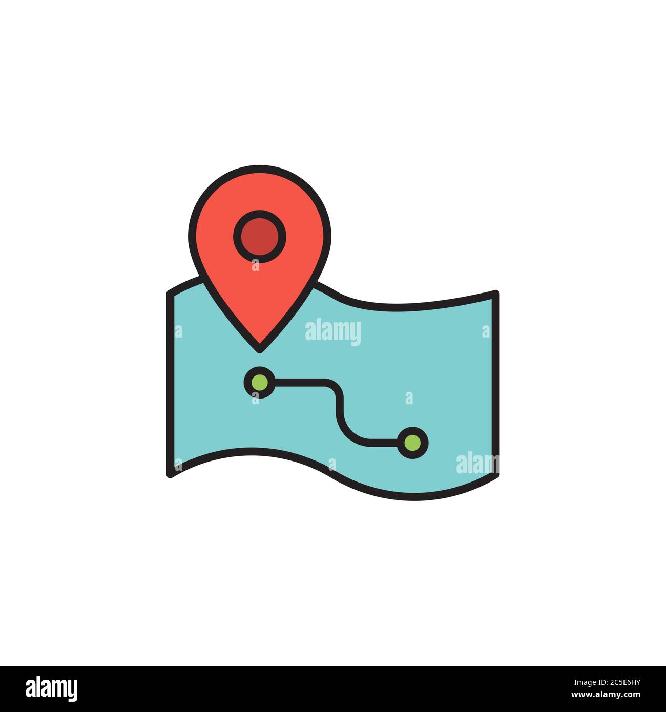 Route on map vector icon symbol isolated on white background Stock ...