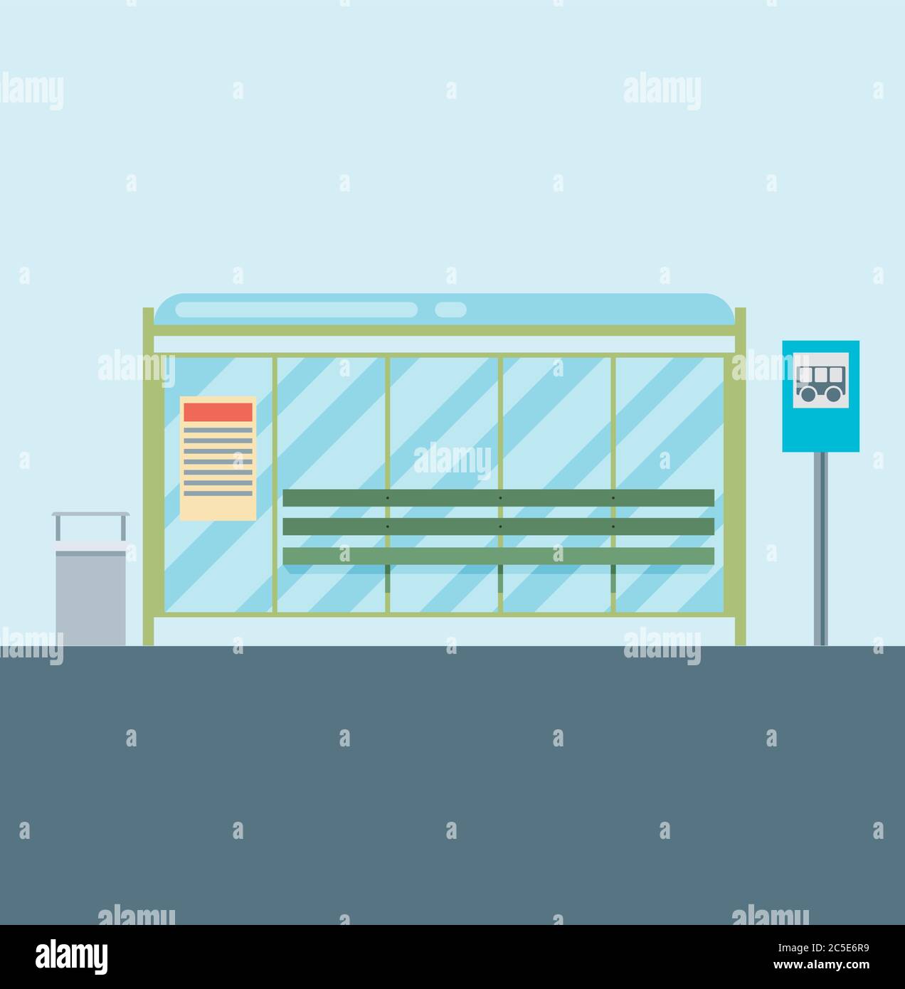 public city transportation system item bus stop, front view Stock ...
