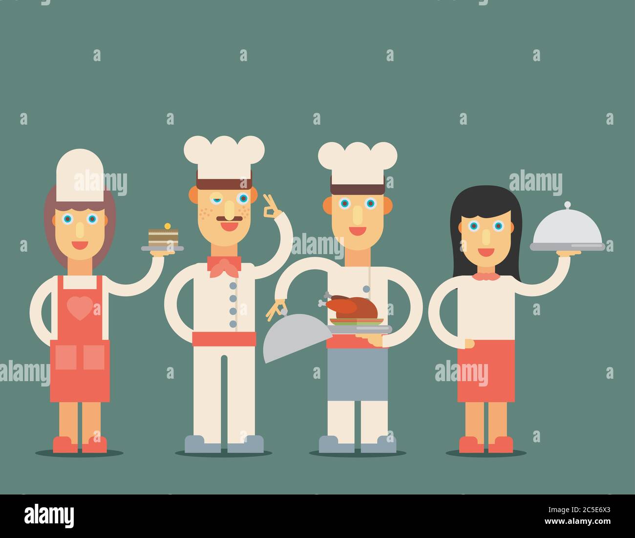 Chef cook man and woman, waitress in uniform in flat style Stock Vector ...