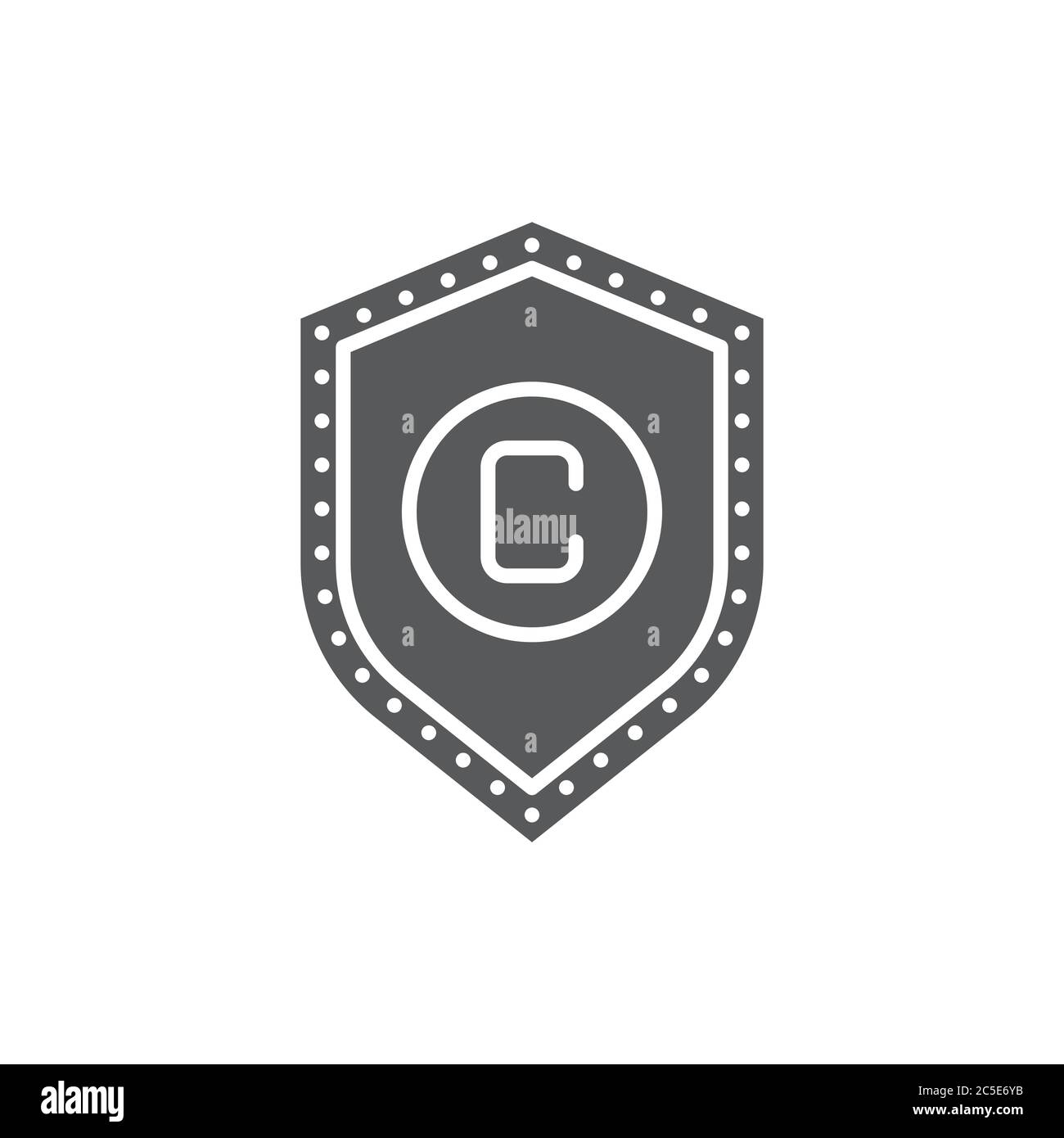 Shield with copyright sign vector icon symbol isolated on white ...