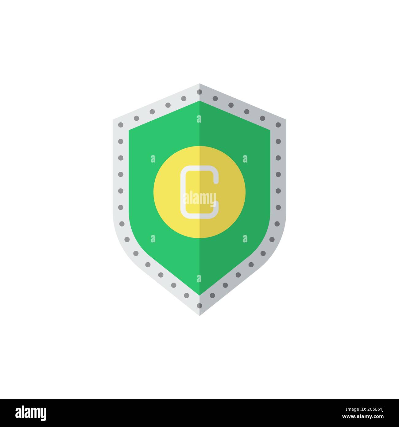 Shield with copyright sign vector icon symbol isolated on white ...