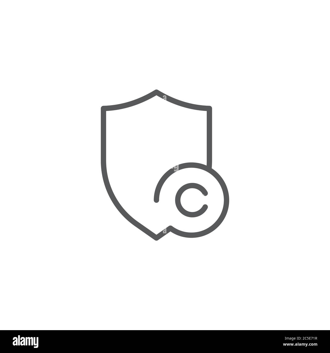 Shield with copyright sign vector icon symbol isolated on white ...