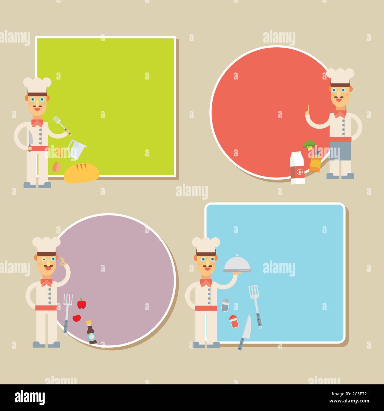 Chef Presenting Recipe Card. Flat vector set Stock Vector Image & Art ...