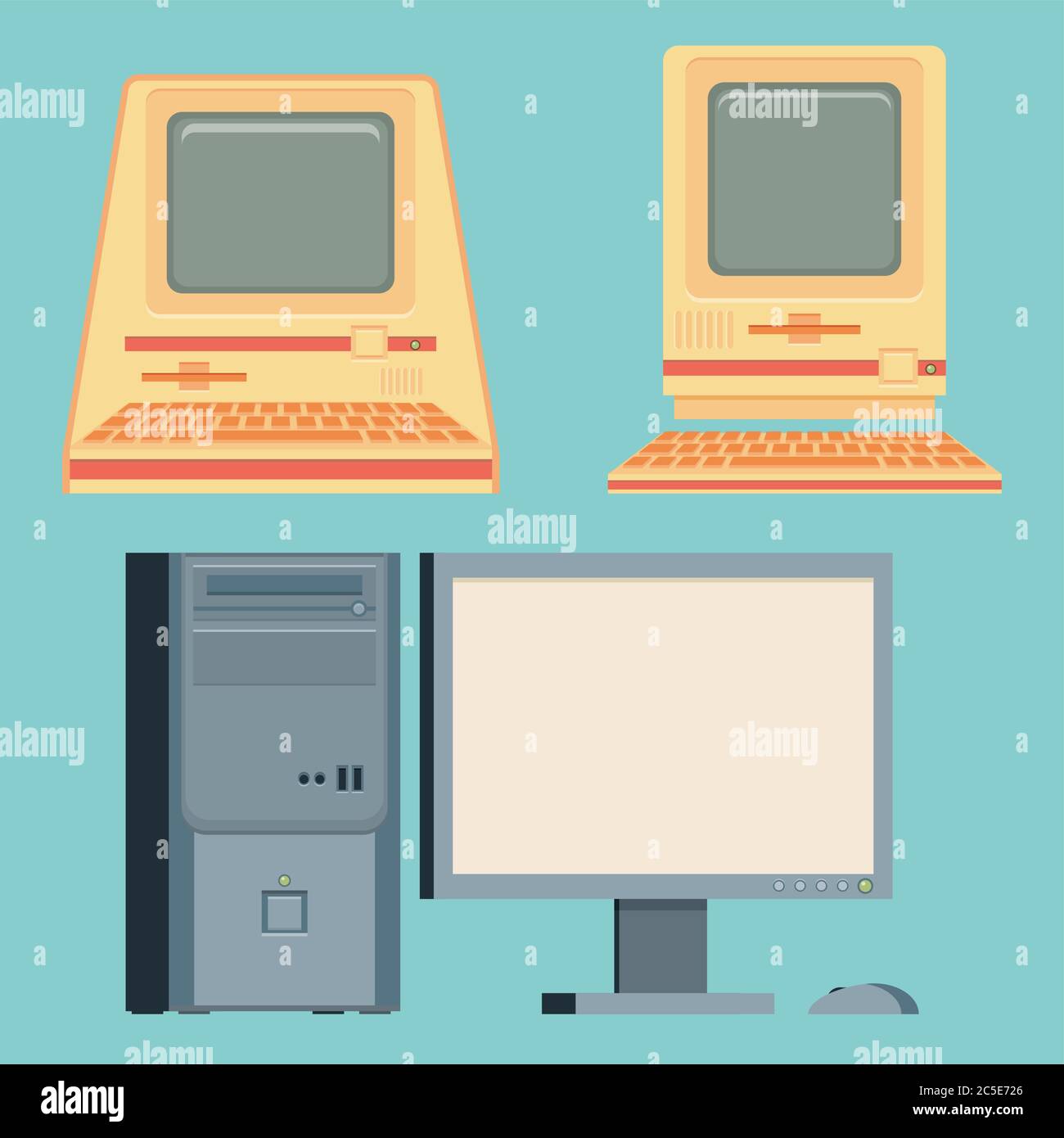Vintage personal computers set. Vector illustration Stock Vector Image ...