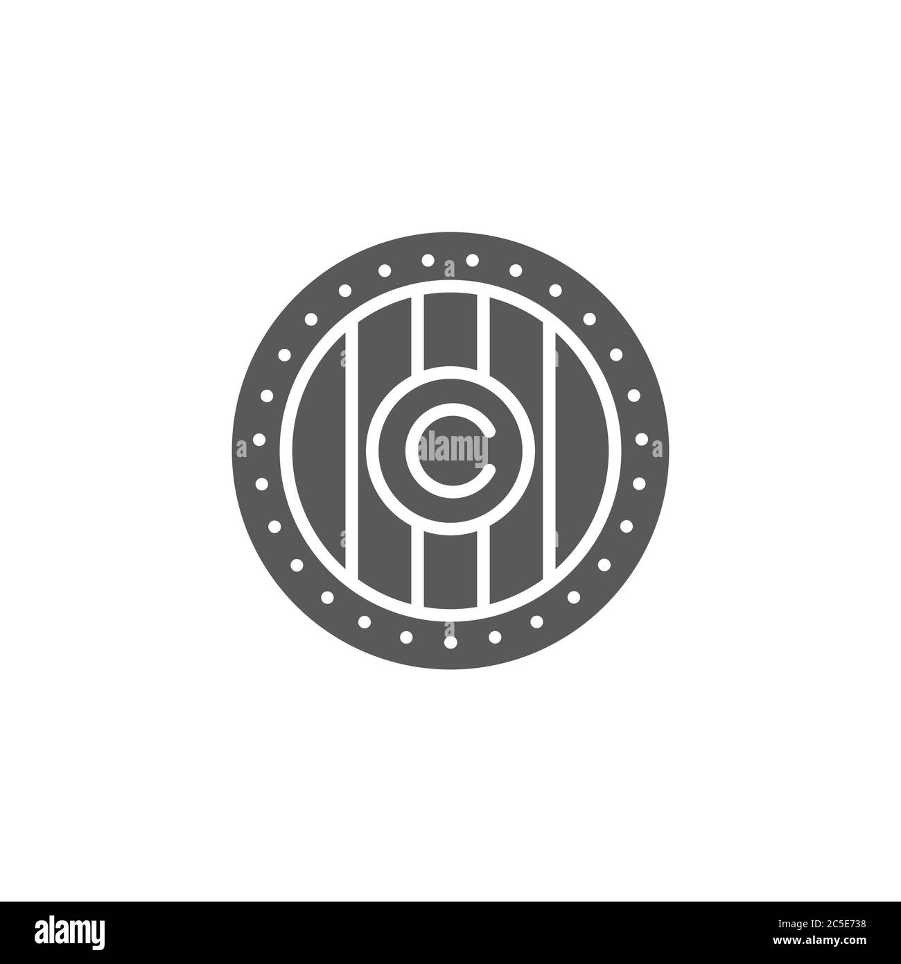 Shield with copyright sign vector icon symbol isolated on white ...
