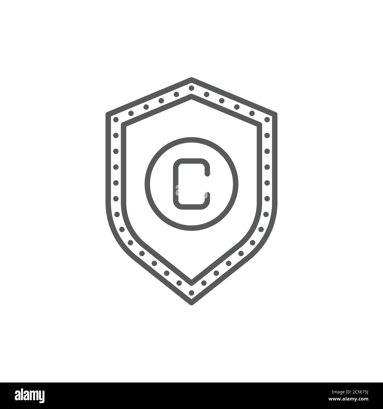 Shield with copyright sign vector icon symbol isolated on white ...