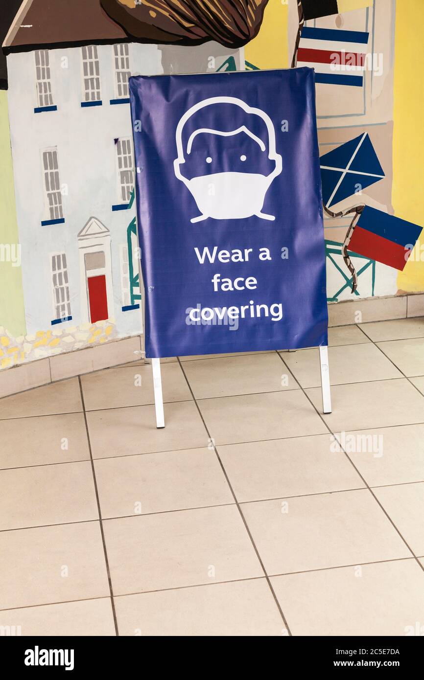 Covid 19 pandemic signs at the Railway Station at Hartlepool, England ...