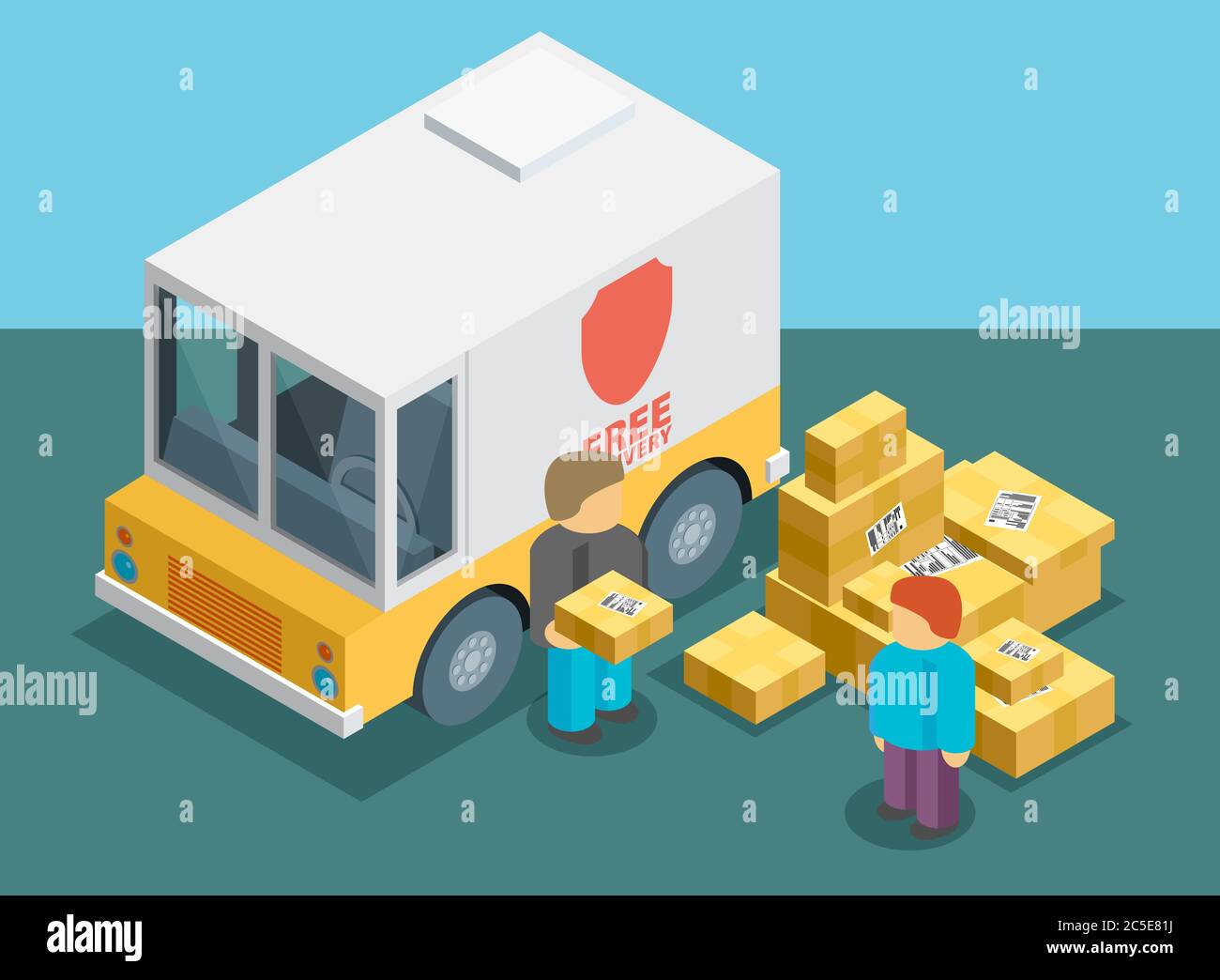 Isometric delivery service vector Stock Vector Image & Art - Alamy