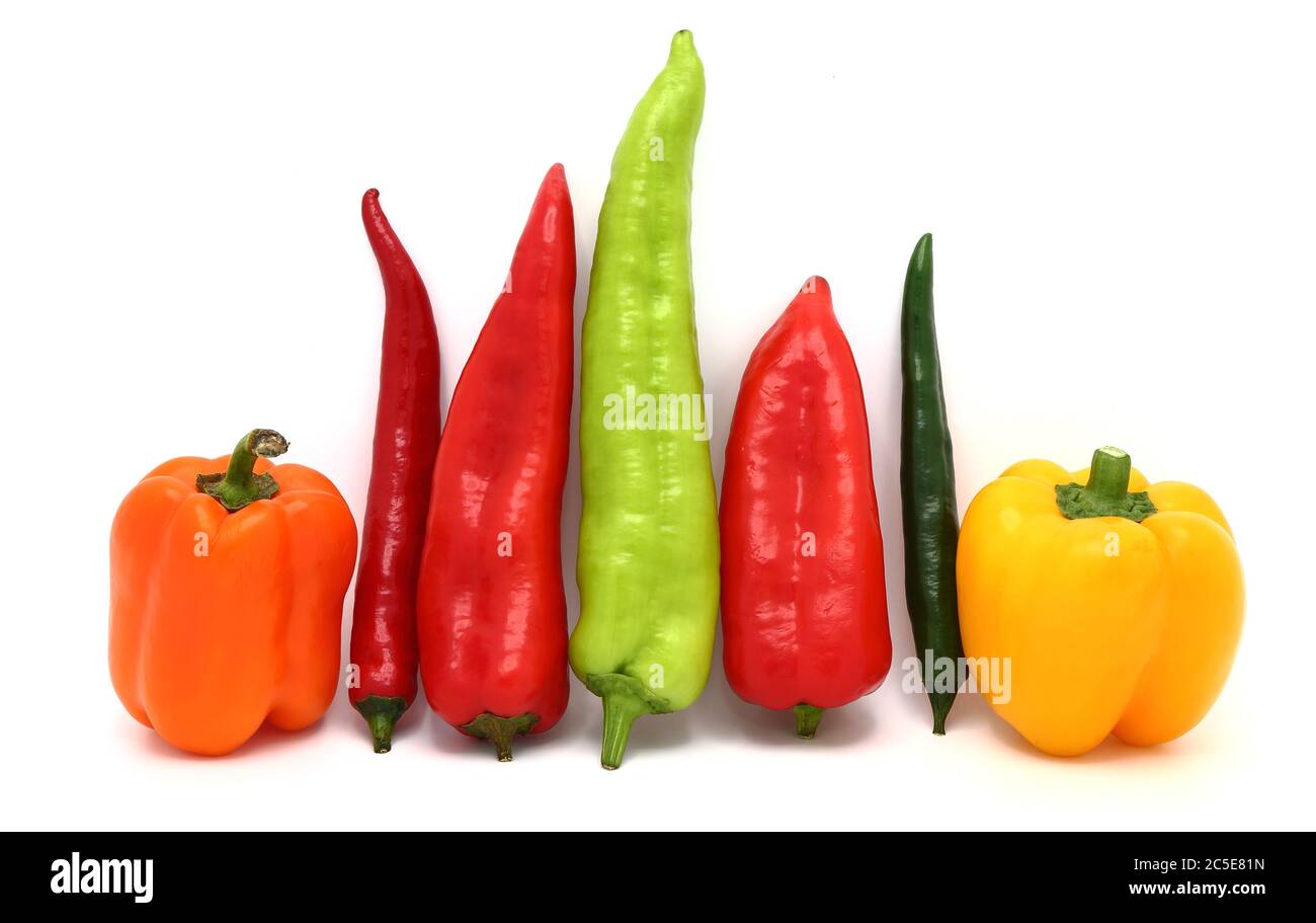 Composition of several types of sweet pepper of different shapes ...