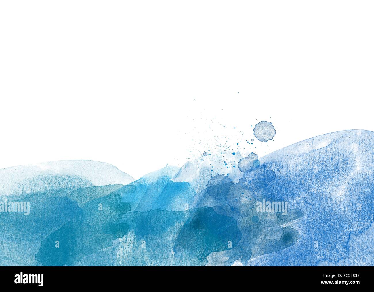 Watercolor border isolated on white, light blue colors artistic ...