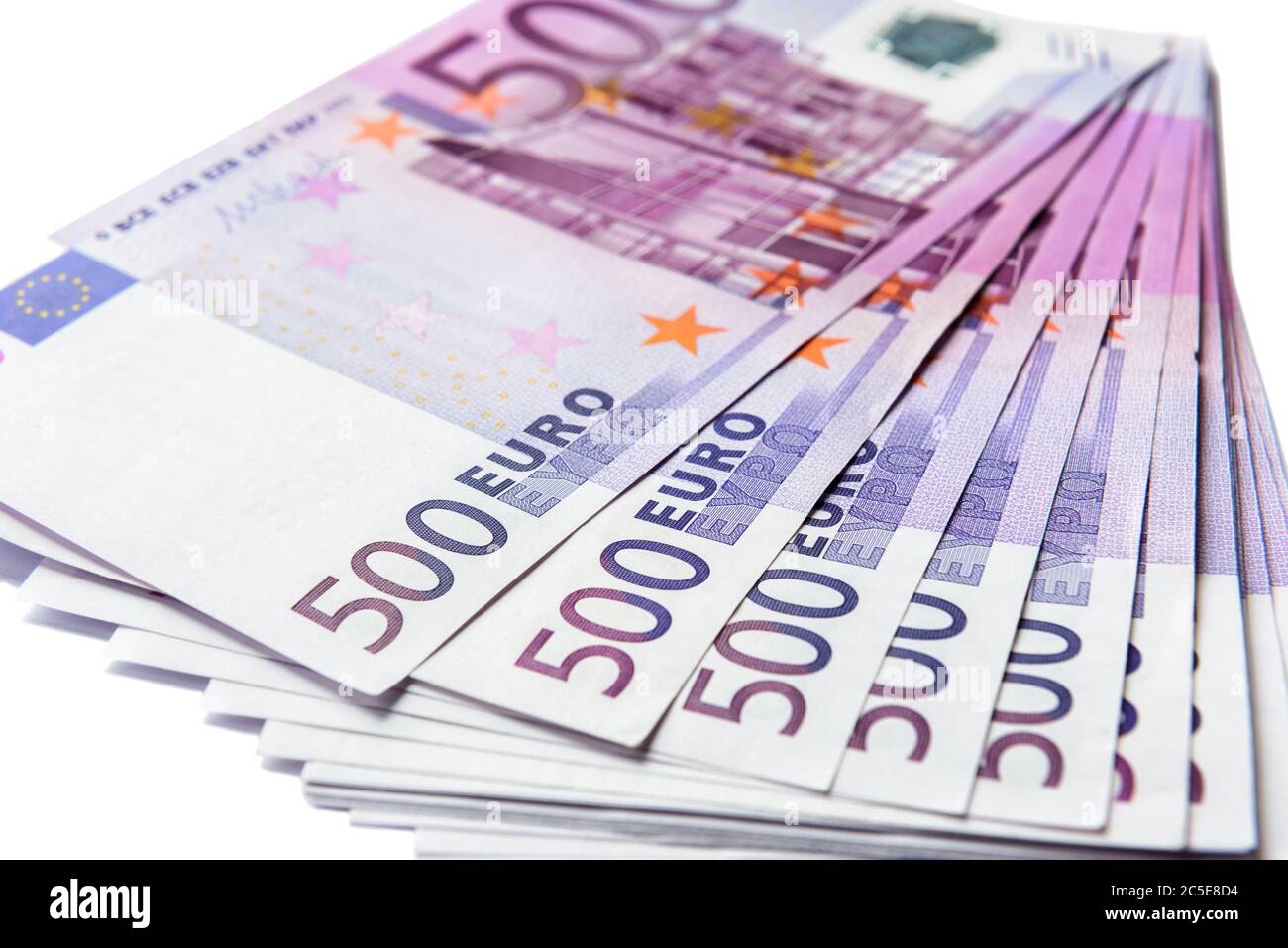 500 euro money banknotes isolated on a white background. Five hundred ...