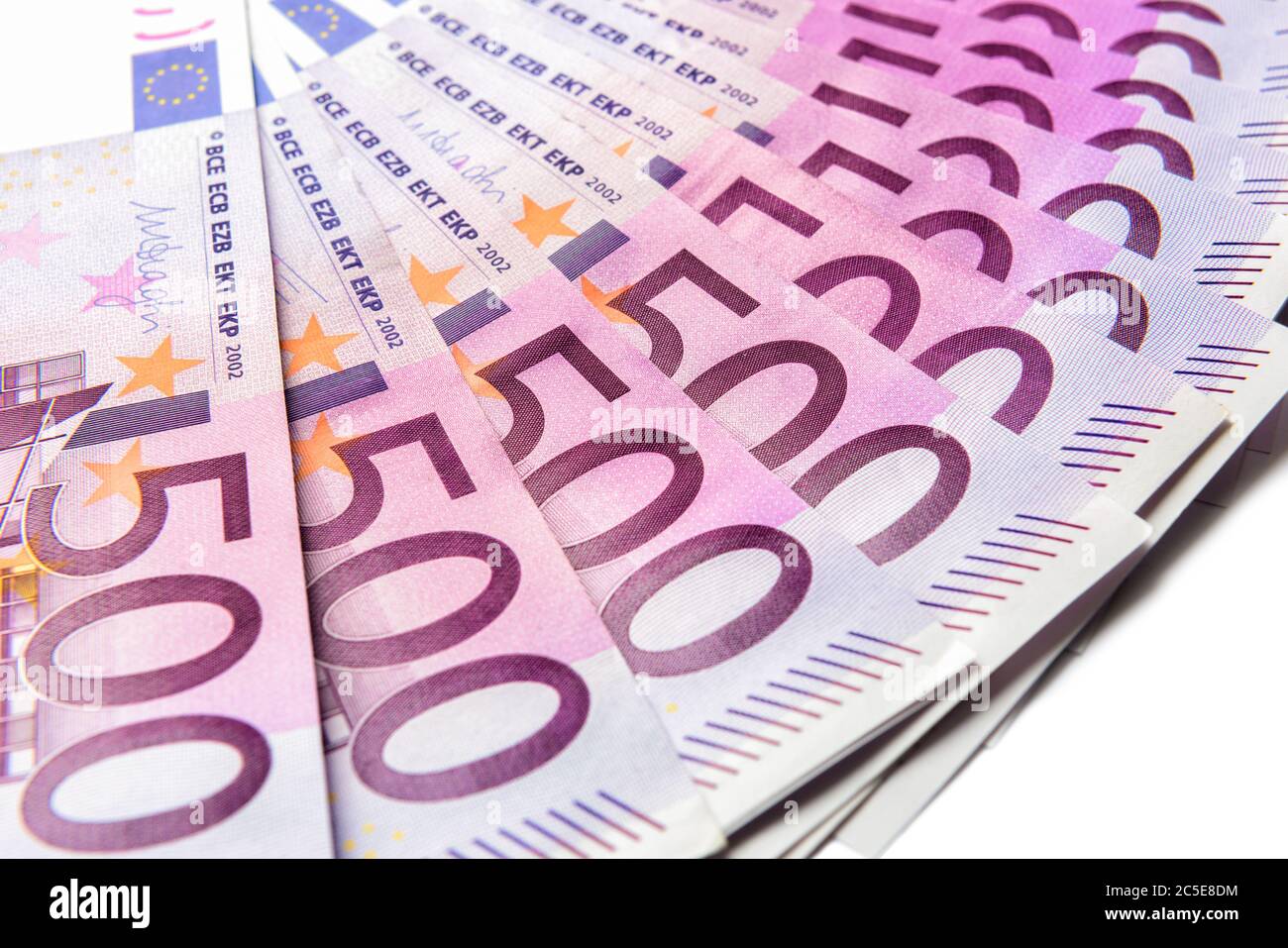 500 euro money banknotes isolated on a white background. Five hundred ...