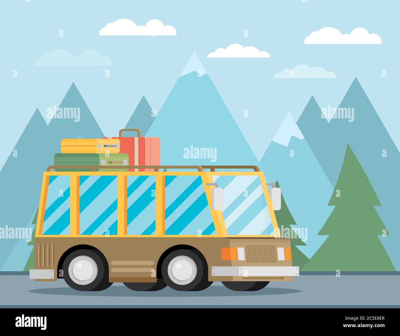 Vector illustration of a retro travel van Stock Vector Image & Art - Alamy