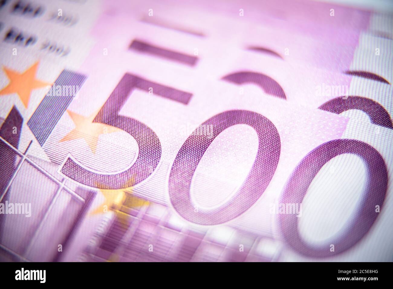 500 euro money banknotes close-up. Five hundred notes of European Union ...